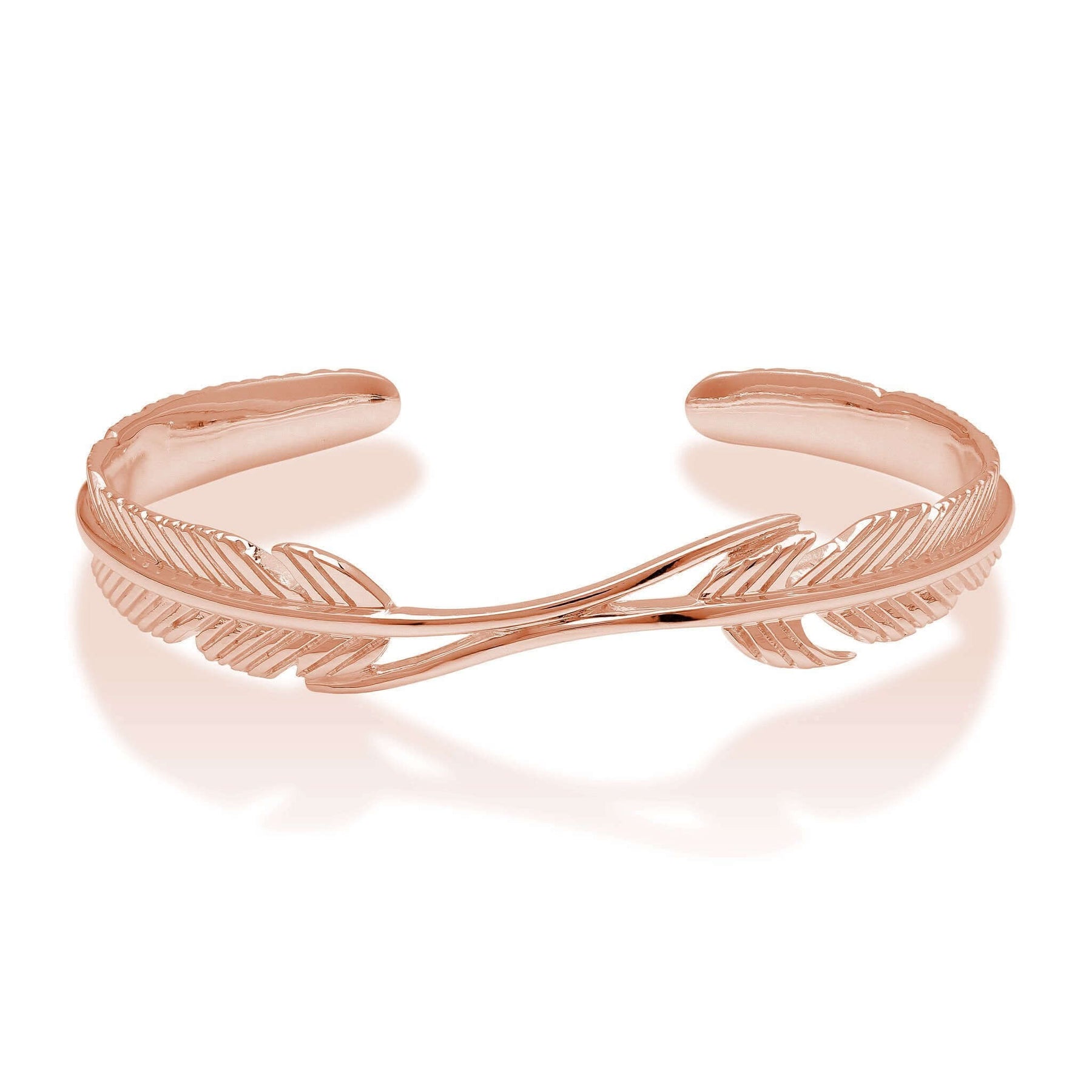 Silver Feather Bangle - Double Feather Plume Bangle | FIYAH